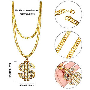 6 Pcs 80s 90s Hip Hop Costume Outfit Kit Inflatable Radio Boombox Necklace Ring Sunglasses Hat Rapper Accessories