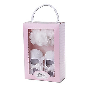 Cherished Moments Baby Baptism Shoe with Lace in Light Ivory with Headband, Gift for Christening or Dedication for Baby Girl (Sizes 0)