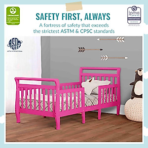 Dream On Me Emma 3-In-1 Convertible Toddler Bed In Fuschia Pink, Converts To Two Chairs And-Table, Low To Floor Design, JPMA Certified, Non-Toxic Finishes, Safety Rails