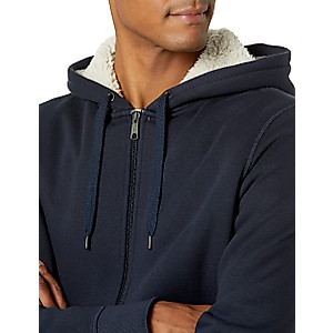 Amazon Essentials Men's Sherpa-Lined Full-Zip Fleece Hoodie, Navy, Small