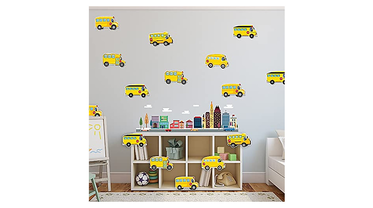 Colorful School Bus Cut-Outs for Classroom & Events | 45 Pieces