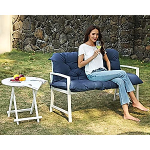 COSNUOSA Swing Replacement Cushions Waterproof Porch Swing Cushions 2-3 Seater Outdoor Swing Cushions for Outdoor Furniture Navy 60x40 Inches