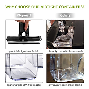 Airtight Food Storage Containers, Vtopmart 7 Pieces BPA Free Upgraded Plastic Canisters with Improved Durable Lids - for Kitchen Pantry Organization and Storage - Include 24 Labels,Matt black