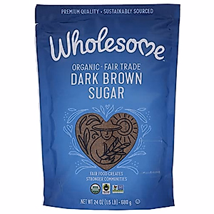 Wholesome Sweeteners 24-Ounce Organic Dark Brown Sugar, Fair Trade, Non GMO, Gluten Free & Vegan, Sugar for Baking and Glazing, 1 Pack