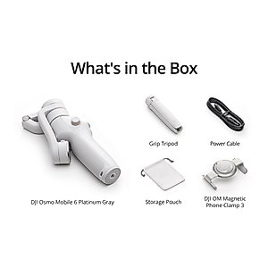 DJI Osmo Mobile 6, 3-Axis Phone Gimbal, Object Tracking, Built-in Extension Rod, Portable and Foldable, Android and iPhone Gimbal, Vlogging Stabilizer, YouTube TikTok Video, Platinum Gray