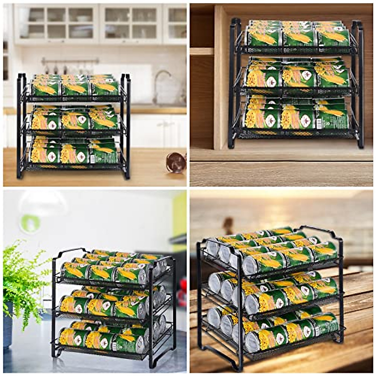 BTideas Can Organizer for Pantry, 3 Tier Stackable Can Rack Organizer, Canned Goods Organizer for Pantry, Holds Upto 36 Cans for Kitchen Cabinet or Pantry