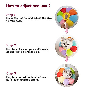 KUDES Cat Small Dog Recovery Collar, Cute Neck Cone After Surgery, Adjustable Pet E Collar, Wound Healing Protective Cone Surgery Recovery Elizabethan Collars for Small Pet (S(Within 4lb), Colorful)