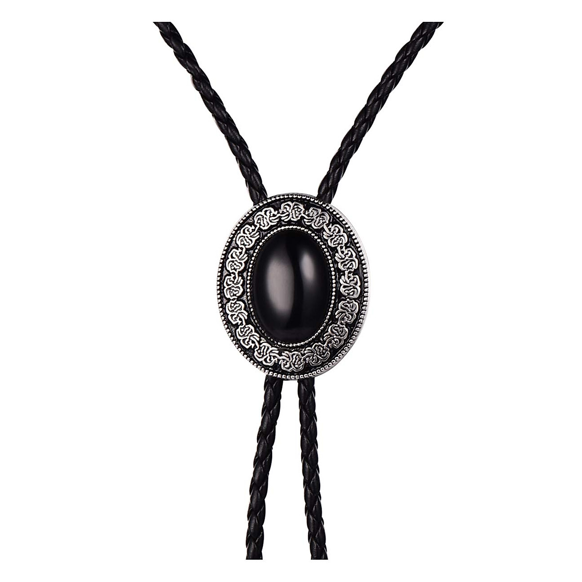 HUABOLA CALYN Bolo tie, Handmade Round Shape Western Cowboy Bola tie black