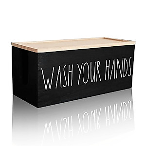 Paper Towel Dispenser, Farmhouse Paper Towel Holder with Lid for Bathroom Kichen Home Commercial, Wall Mount or Countertop for Multifold, C Fold, Z fold, Trifold Hand Towels (Black)