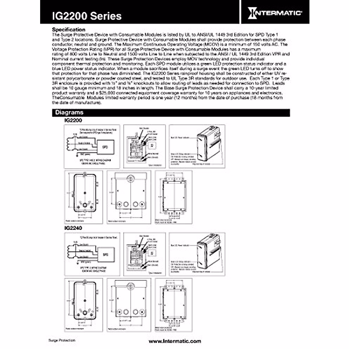 Intermatic IG2200-FMK Flush Mount Kit for Whole House Surge Protective Device