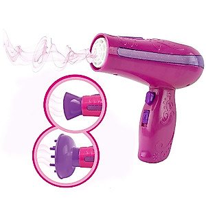 MEGAFUN Little Girls Beauty Hair Salon Toy Kit with Toy Hairdryer, Mirror & Other Accessories, Fashion Pretend Makeup Set for Kids