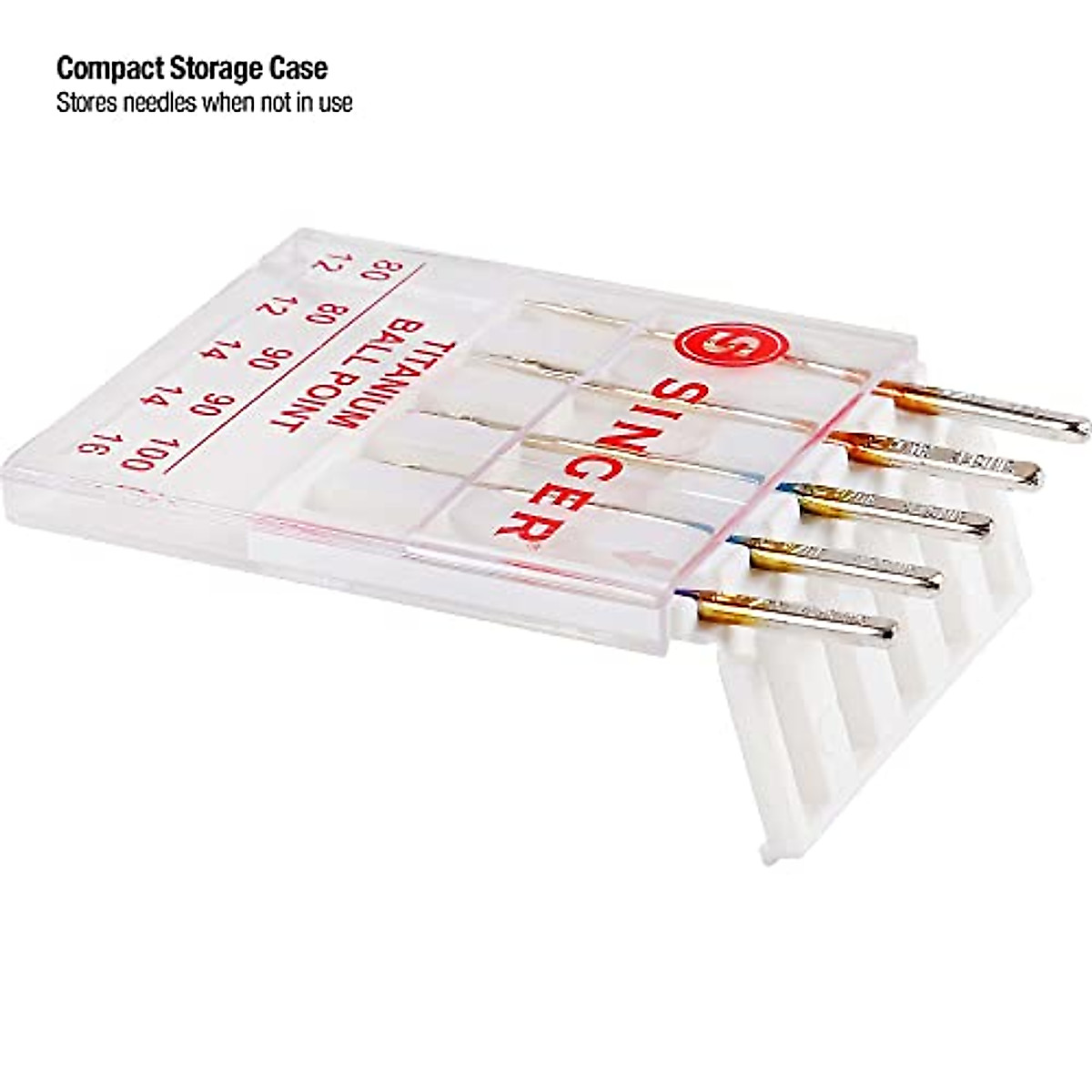 SINGER 04809 Titanium Universal Ball Point Machine Needles for Knit Fabric, Assorted Sizes, 5-Count