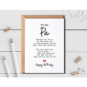 To My Pa - Pa Birthday Card - Pa Is The Greatest Gifts In My Life - Birthday Card For Pa - Gift For Pa Card- Christmas Gifts For Pa