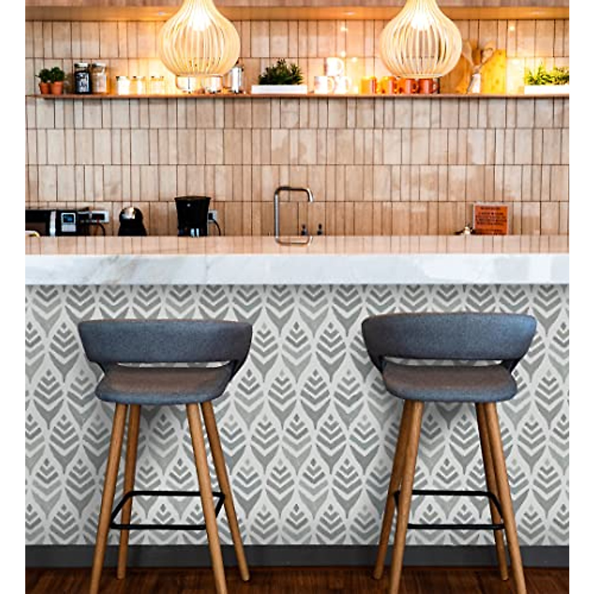 Grey Leaf Wallpaper Peel and Stick Wallpaper for Bedroom Bathroom Boho Contact Paper for Cabinets Bathroom Removable Wallpaper Self Adhesive Modern Waterproof Vinyl Wallpaper Kitchen 17.3‘’×78.7‘’