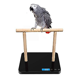 Digital Pet Bird Scale, Parrot Training Weight Scale with Perch, 0.05 Ounce Accuracy,70 Ounce Capacity, Easy Clean Black Glass Platform Suitable for Parrot and Macaws
