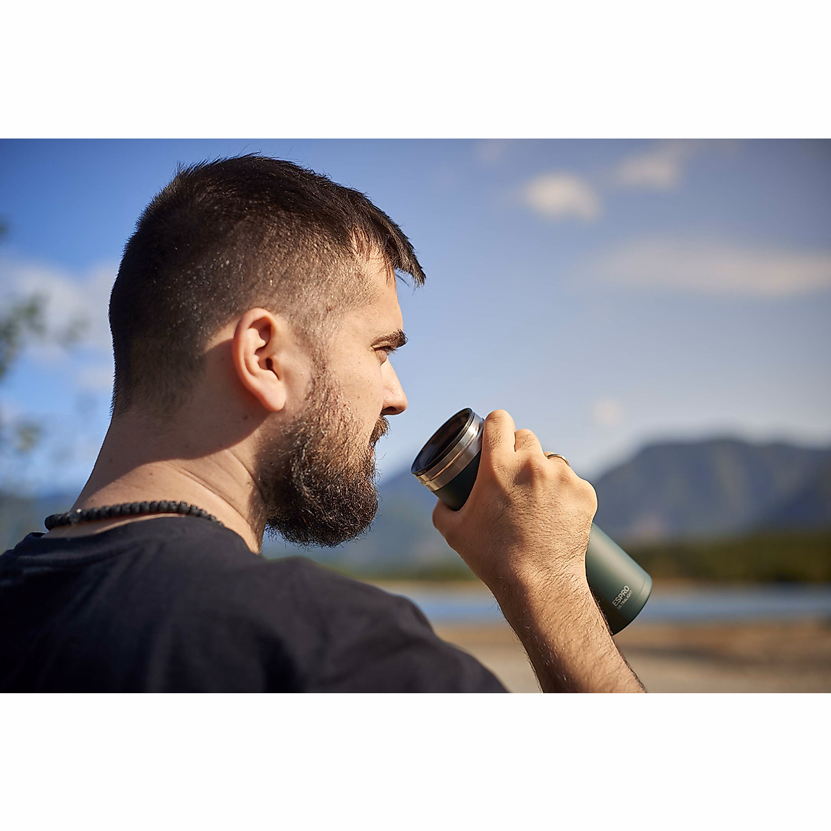 ESPRO – P0 Ultralight – Single Serve French Coffee Press and Lightweight Hydration Bottle for Travel, Camping and Everyday use, Stainless steel, Vacuum Insulated 16 oz (Green)