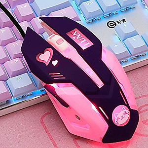 TDOR Creative and Cute Gaming Mouse, Overwatch D.VA USB Wired Mouse,Silent Optical Mice Colorful Colors Breathing Light, for Office Home and Gamer