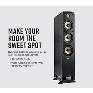 Polk Signature Elite ES60 Tower Speaker - Hi-Res Audio Certified, Dolby Atmos & DTS:X Compatible, 1" Tweeter & Three 6.5" Woofers, Power Port Technology for Effortless Bass, Elegant White-Washed