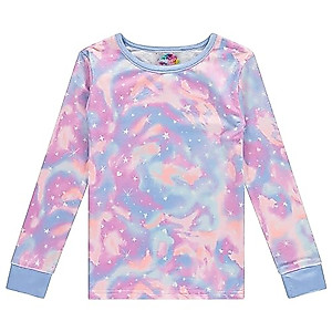 BTween 4-Piece Girls' Velour Pajama Sets - Girls' Sleepwear, Long Sleeve Shirts, PJ Legging Pants - Graphic Pajamas for Girls Hearts/Tie Dye Pajamas for Girls, Size 7