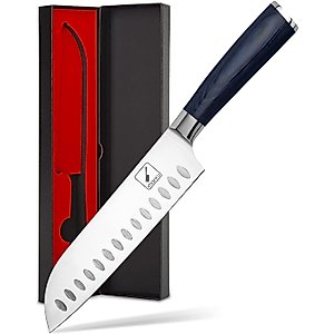 imarku Kitchen Knife 7 Inch Santoku Knife Ultra Sharp Chopping Knife - 7Cr17Mov Japanese Chefs Knife, Vegetable Knife, Best Cooking Knife Choice & Kitchen Gadgets 2023 (Blue)