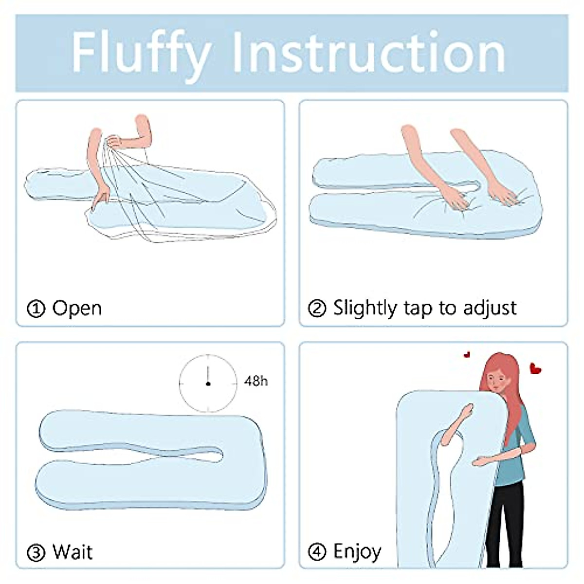 QUEEN ROSE Cooling Pregnancy Pillows, U Shaped Silky Maternity Pillow for Pregnant Women, 55 Inch Pregnancy Body Pillow for Sleeping, Back Pain Relief and Pregnant Legs, Hips, Belly Support, Blue