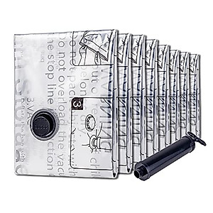 SUOCO Vacuum Storage Bags (8 Jumbo), Space Saver Bags for Clothes, Bedding, Pillows, Comforters, Blankets Storage, Vacuum Sealer Compression Airtight Bags with Travel Hand Pump