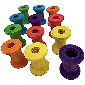 Bonka Bird Toys 2103 Pk12 Wood Bobbins Parrot Foot Craft Talon Cage Part Conure