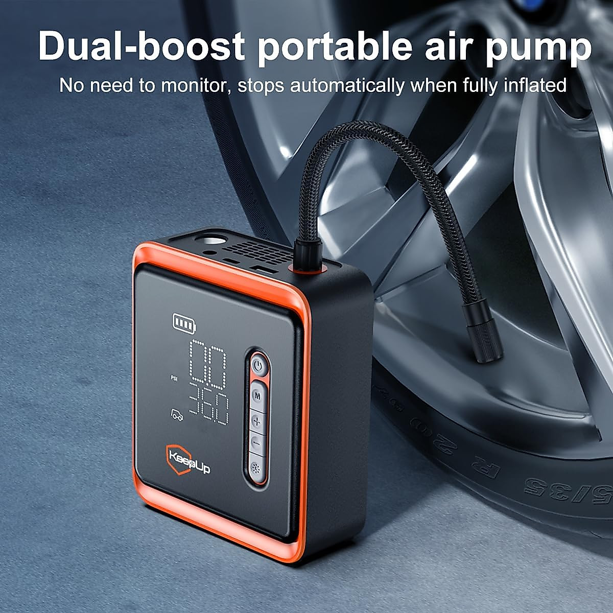 Tire Inflator Portable Air Compressor -Upgraded Air Pump for Car Tires with Tire Pressure Gauge (Max 150 PSI), Auto Shut-Off Tire Pump with LED Light for Car Motor Bike Ball