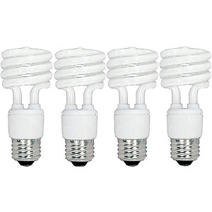 Satco S6235 Mini Spiral Compact Flourescent Light Bulb 13W 2700K Warm White CFL 4/PK