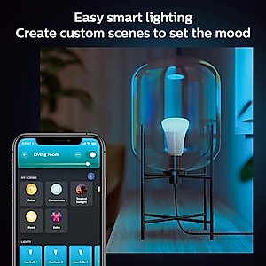 Philips Hue Smart Light Starter Kit - Includes (1) Bridge and (2) 60W A19 LED Bulb, White and Color Ambiance Color-Changing Light, 800LM, E26 - Control with App or Voice Assistant