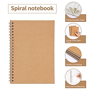 EOOUT 3 Pack Spiral Notebook College Ruled Notebook, 7.48 x 5.11 Inches Journal Soft Kraft Cover,100 Pages/ 50 Sheets for Students Office Business