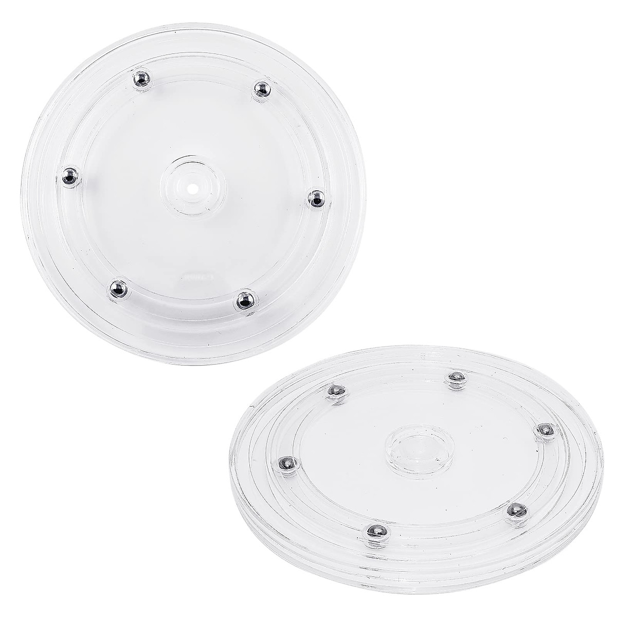 Murtenze 2Pcs 6 Inch Acrylic Turntable Organizer, Rotating Swivel Stand Spinner with Steel Ball Bearings for Kitchen Corner Cabinets Spice Rack Cake Decorating. (150mm,Clear)