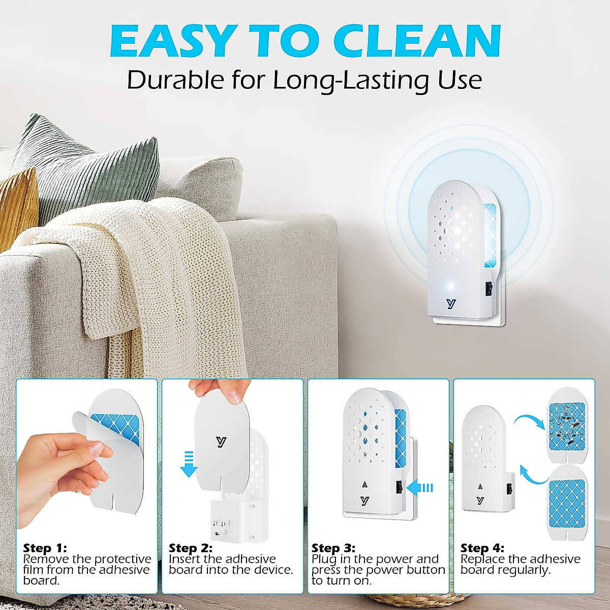 Electronic Flying Insect Trap 2 Pack Plug in Flea Fly Catcher Gnat Moth Bug Killer with Night Light UV Attractant and Sticky Boards for Home Office Garage