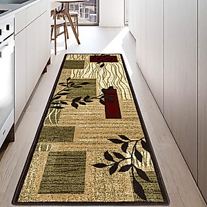 GlowSol Runner Rug 2x6 Plush Thick Rug Geometric Floral Non-Slip Non-Shedding Hallway Runner, Stain Resistant Kitchen Mat Laundry Entryway Carpet Runner, Boho Pet Friendly Runners