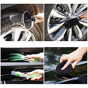 AUTODECO 24Pcs Car Wash Cleaning Tools Kit Car Detailing Set with Canvas Bag Pink Collapsible Bucket Larger Wash Mitt Towels Tire Brush Extendable Window Scraper Complete Interior Car Care Kit