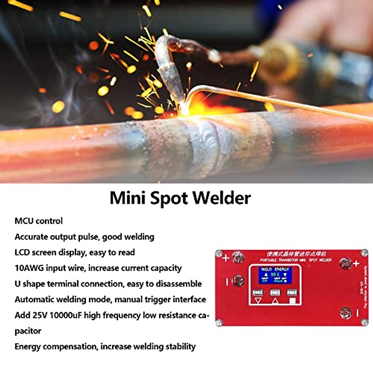 Mini Spot Welder, Practical LCD Spot Welder Machine for 18650 12V Car Battery