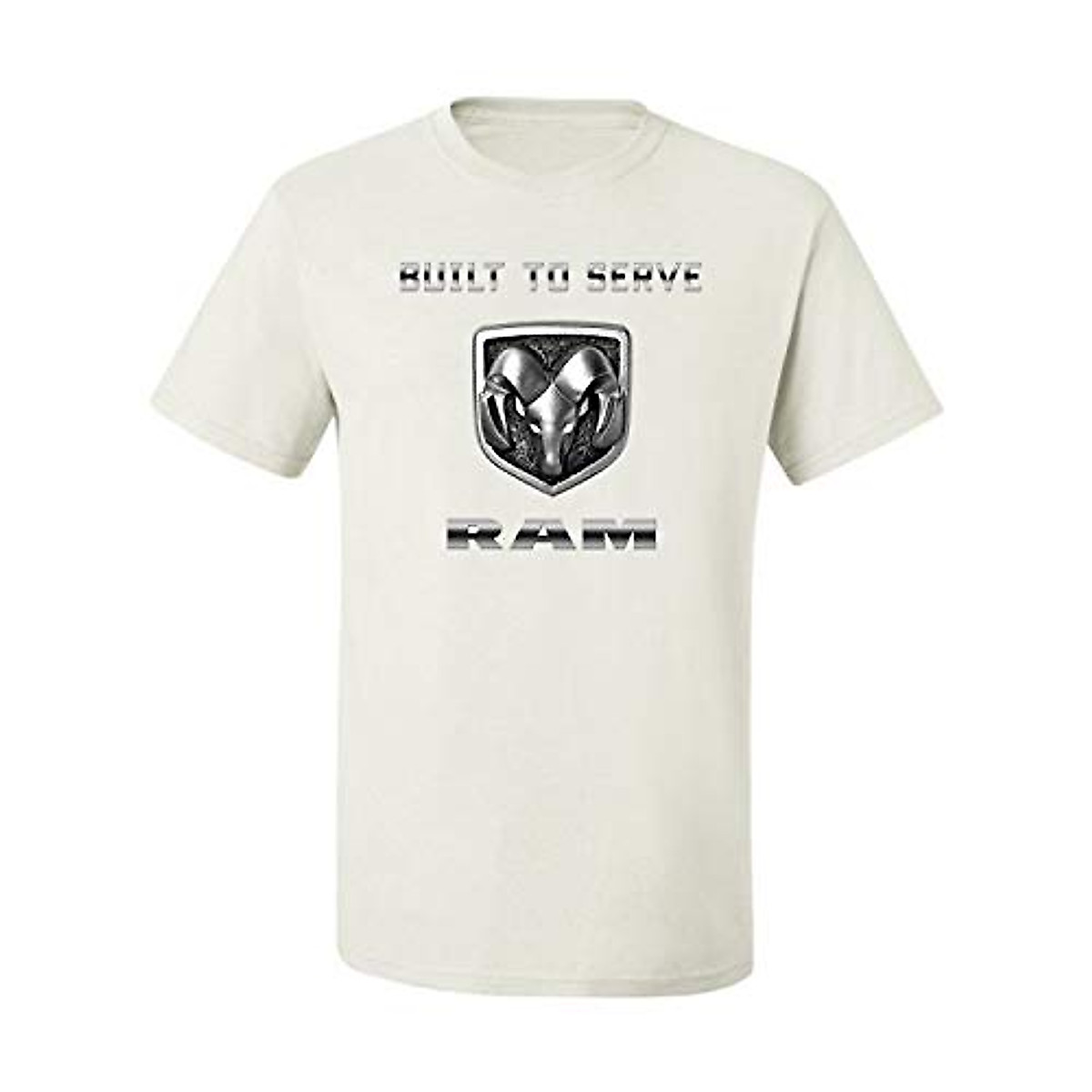 Dodge Ram Logo Retro Built to Serve USA Cars and Trucks Men's Graphic T-Shirt, White, Large