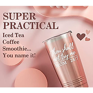 Onebttl Funny Mom Gifts from Daughter, Son, for Birthday, Mother's Day, Christmas, 20oz Tumbler Mug with Lid and Straw - Thou Shall Not Try Me