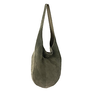 The Sak 120 Hobo Bag in Crochet - Large Women's Purse & Shoulder Bag for Everyday Travel - Durable Handbag With Back Zipper Pocket and Magnetic Snap Closure - Leather/Moss Suede