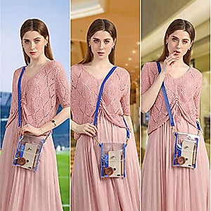 LZXYBIN Clear Purse Stadium Approved, Small Cute Clear Gameday Handbags See Through Purse Transparent Crossbody Bag for Women (Blue)