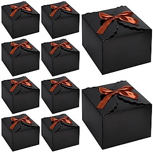 VGOODALL 10PCS Gift Candy Boxes, Black Treat Box with Ribbon Paper Candy Boxes for Wedding Cookie Chocolates Small Gifts