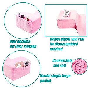 Beauty Salon Eyelash Extension Pillow Memory Foam Lash Pillow with Velvet Pillowcase Ergonomic Curve Improve Cervical Pillows for Neck Pain(Pink)