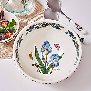 Portmeirion Botanic Garden Salad Bowl | 9 Inch Serving Bowl with Assorted Motifs | Made in England from Fine Earthenware | Microwave and Dishwasher Safe