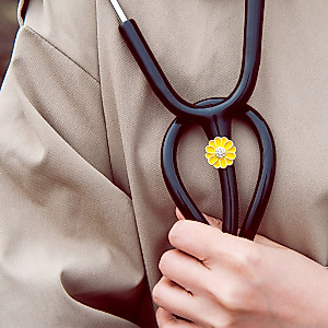 HEYGOO 2 Pack Sunflower Bling Stethoscope Charms, Unique Stethoscope Id Name Tag for Doctor Nurse Christmas Gift