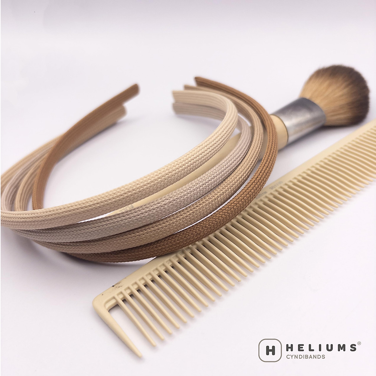 Heliums Thin Headbands For Women - 8mm Skinny Hairbands for Girls, 4 Count, Blends with Hair Color (Dark Blonde, Sandy, Beige and Ash Blonde)
