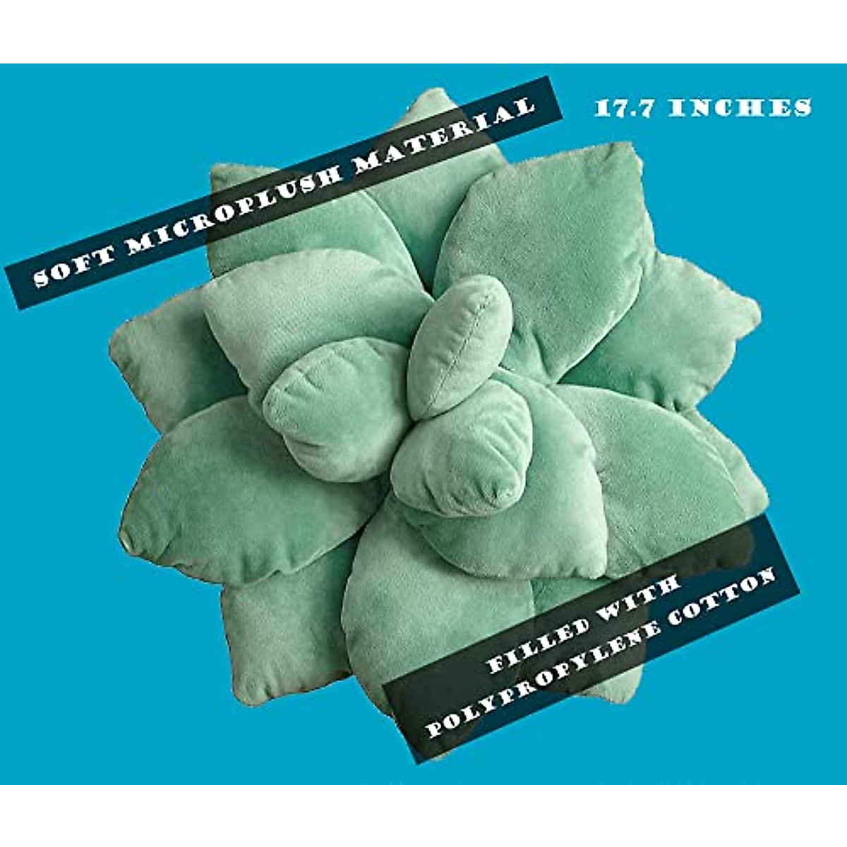 17.7in 3D Succulent Pillow, Green Plush Cactus Succulent Pillow, Green Succulent Throw Pillow for Bedroom or Living Room Home Decoration, Novelty Cactus Pillow