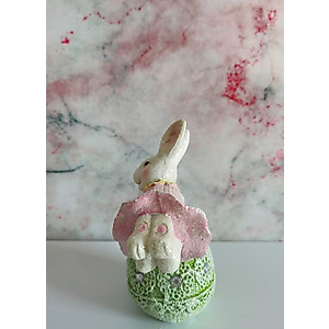 LEFOUND Easter Accessories Easter Rabbit Figurine Spring Decor for Home,Polyresin,Pink