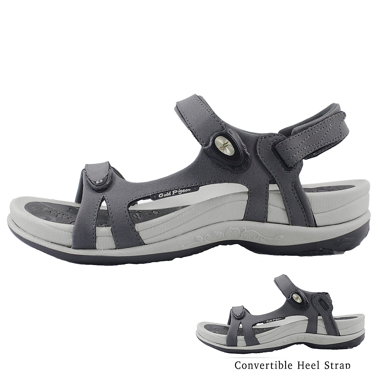 Gold Pigeon Shoes SIGNATURE Women Sandals, Water Sandal for Women Comfort Cushion Adjustable Magnetic Buckle: 9179 Grey, Size 8-8.5 (9179-grey-39)