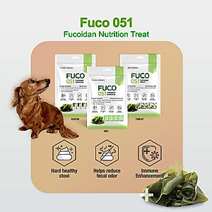 Fabrechew Fuco 051 Fucoidan Treat for Dogs – Immune & Digestive Health, Stool & Odor Support, Antioxidant, Superfood with Spirulina & Kelp, 5.29 oz (150g)