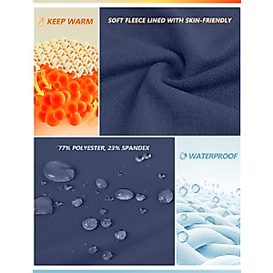 Pudolla Men's Joggers Sweatpants Fleece Lined Pants with Zipper Pockets for Winter Running Workout Gym(Navy X-Large)